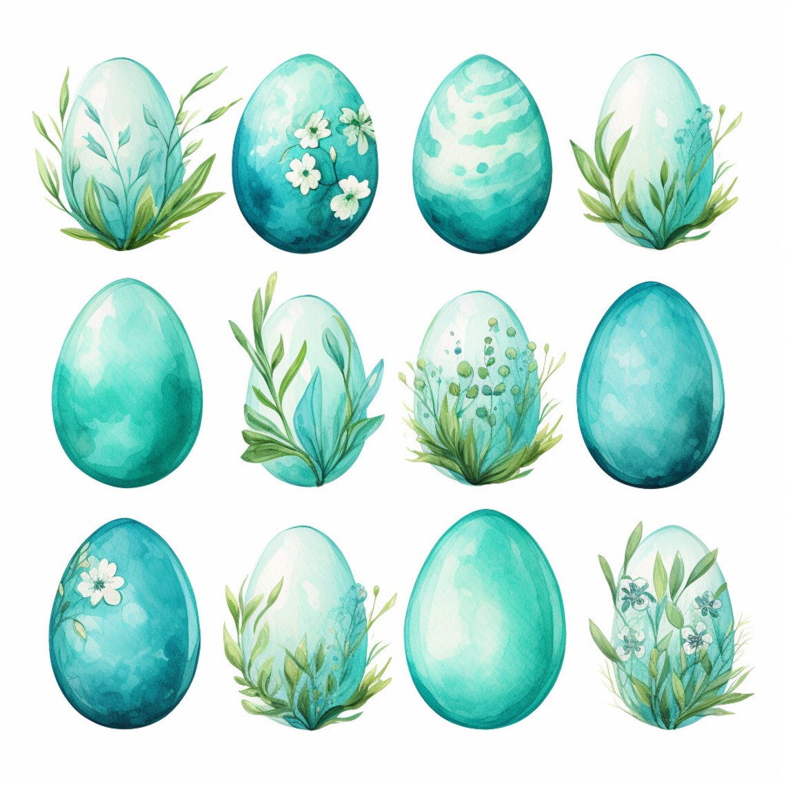 Easter Eggs, Watercolor Clip Art 4 JPG Mix Media Card Making ...
