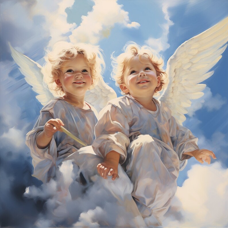 Baby Angels Watercolor Clip Art 4 JPG Mix Media Card Making Invitations ...