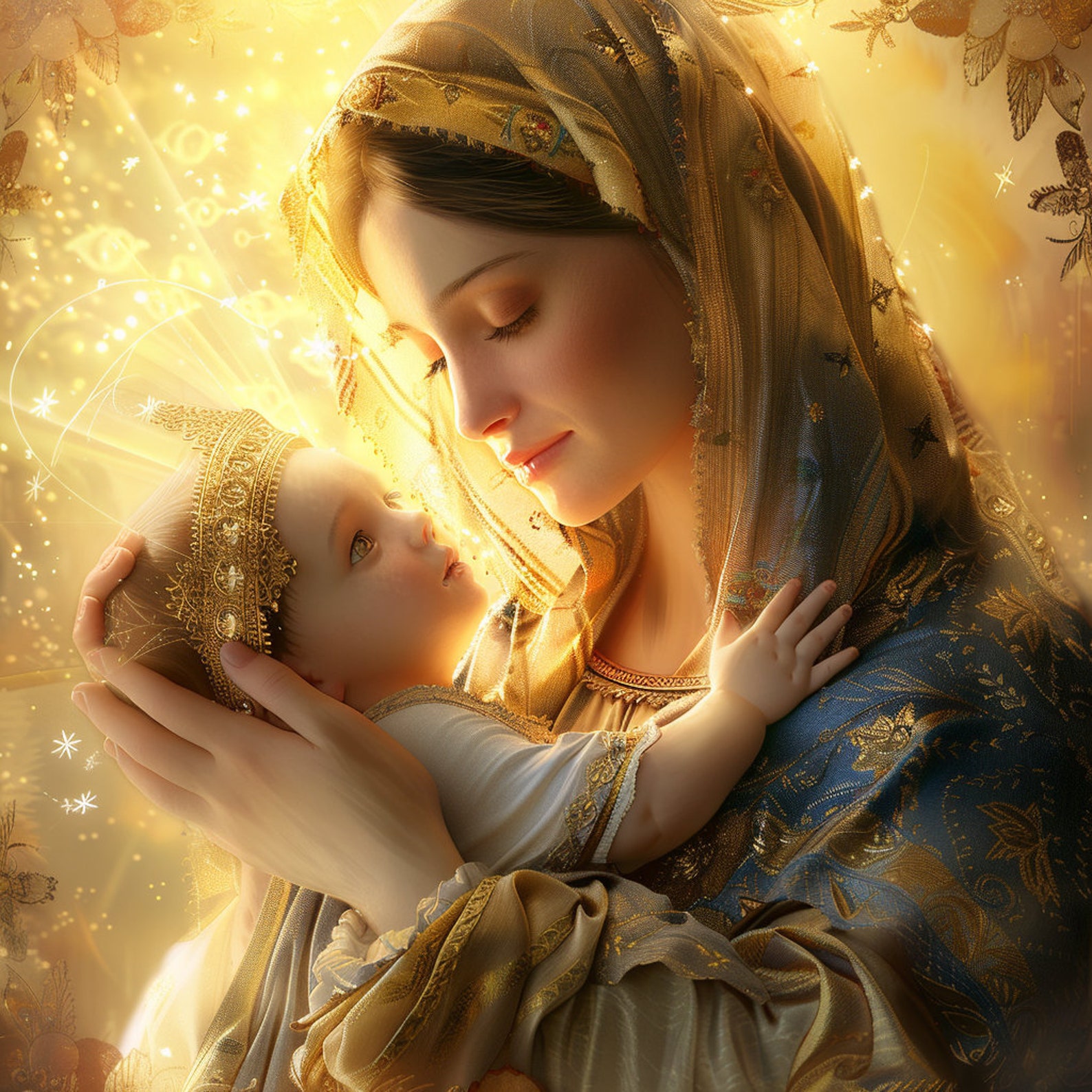 Virgin Mary and Baby Jesus Clip Art 4 JPG Mix Media Card Making ...