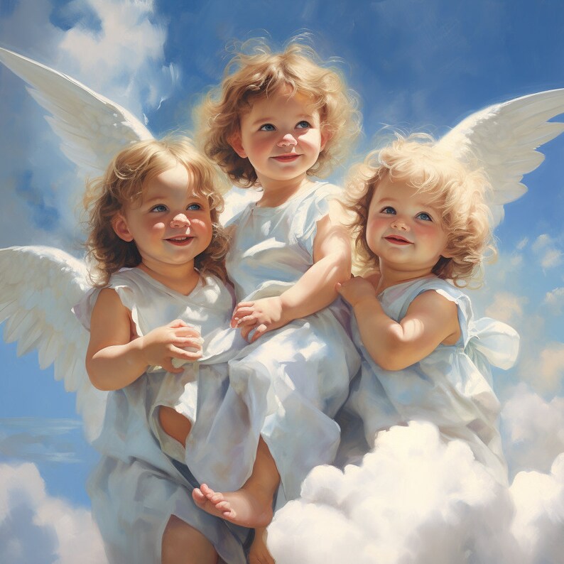 Baby Angels Watercolor Clip Art 4 JPG Mix Media Card Making Invitations ...