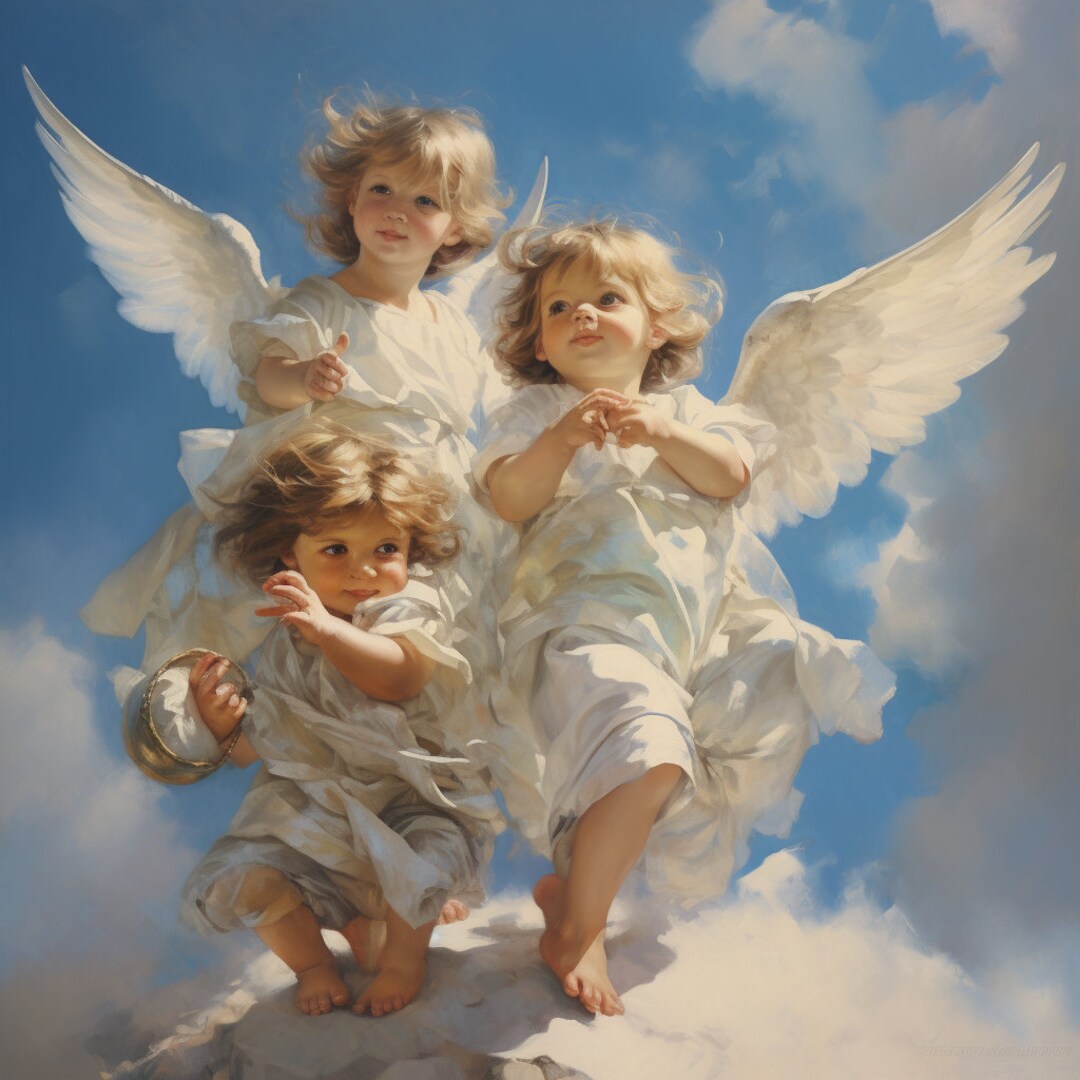 Baby Angels Watercolor Clip Art 4 JPG Mix Media Card Making Invitations ...