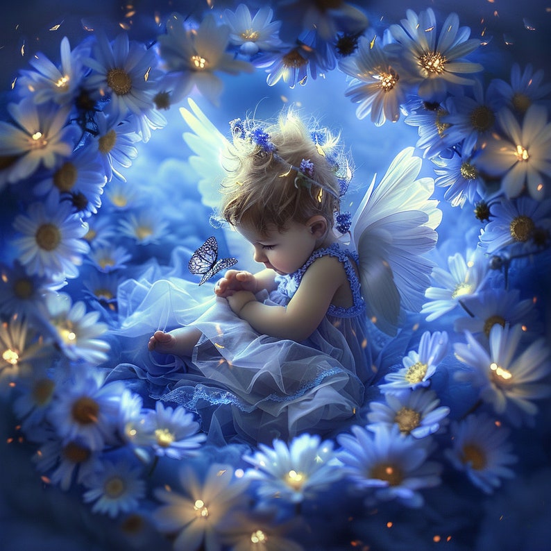 Baby Angel Watercolor Clip Art 4 JPG Mix Media Card Making Invitations ...