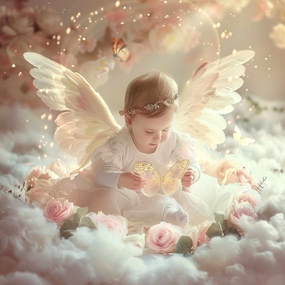 Baby Angel Watercolor Clip Art 4 JPG Mix Media Card Making Invitations ...