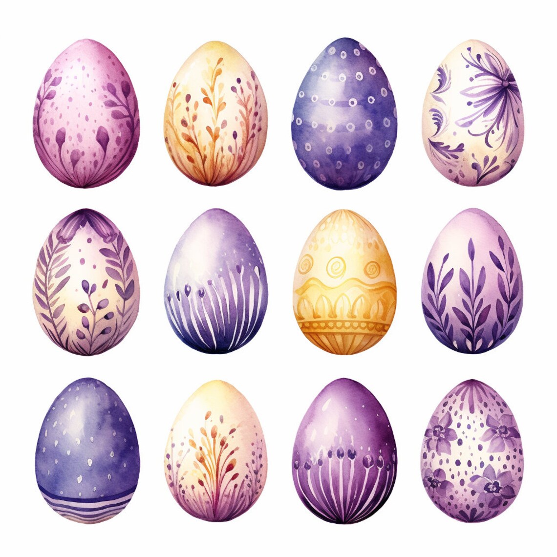 Easter Eggs Watercolor Clip Art 4 JPG Mix Media Card Making Invitations ...