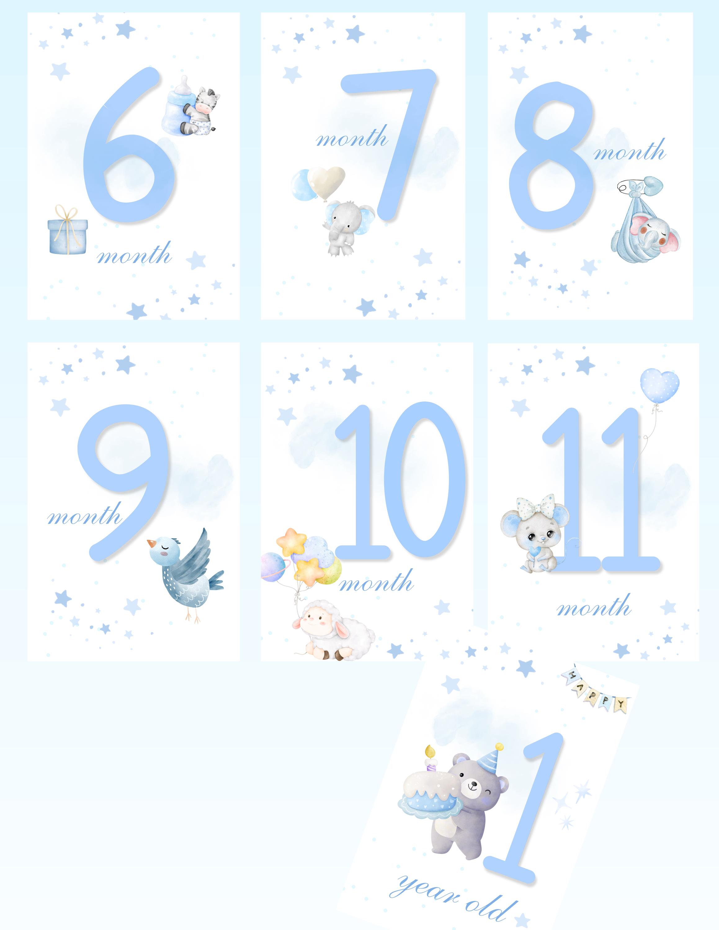 Baby Boy Milestone Cards: Photo Props, 1-12 Months (digital Download ...