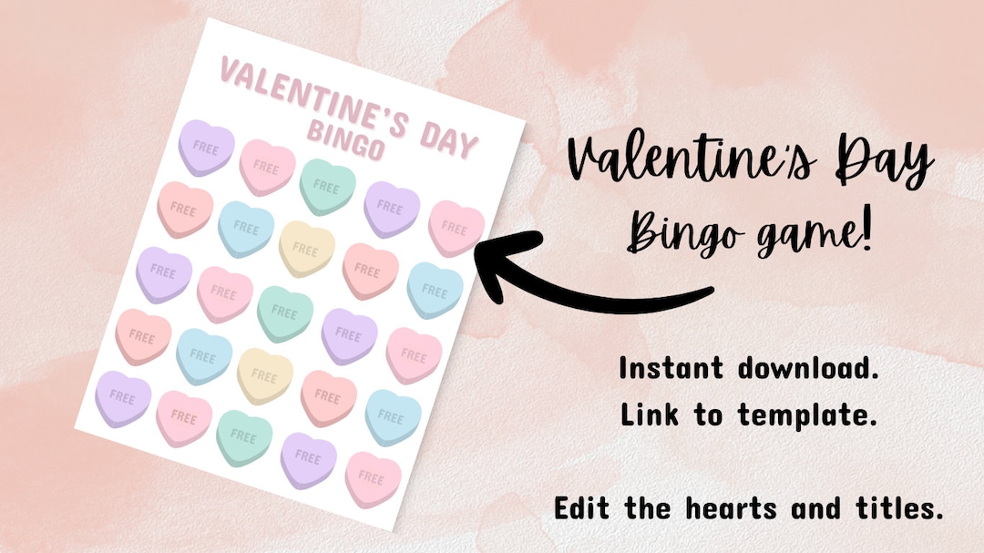 Editable Valentine's Day Bingo Template - Etsy