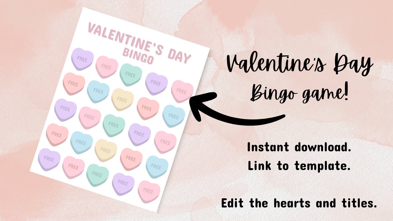 Editable Valentine's Day Bingo Template - Etsy