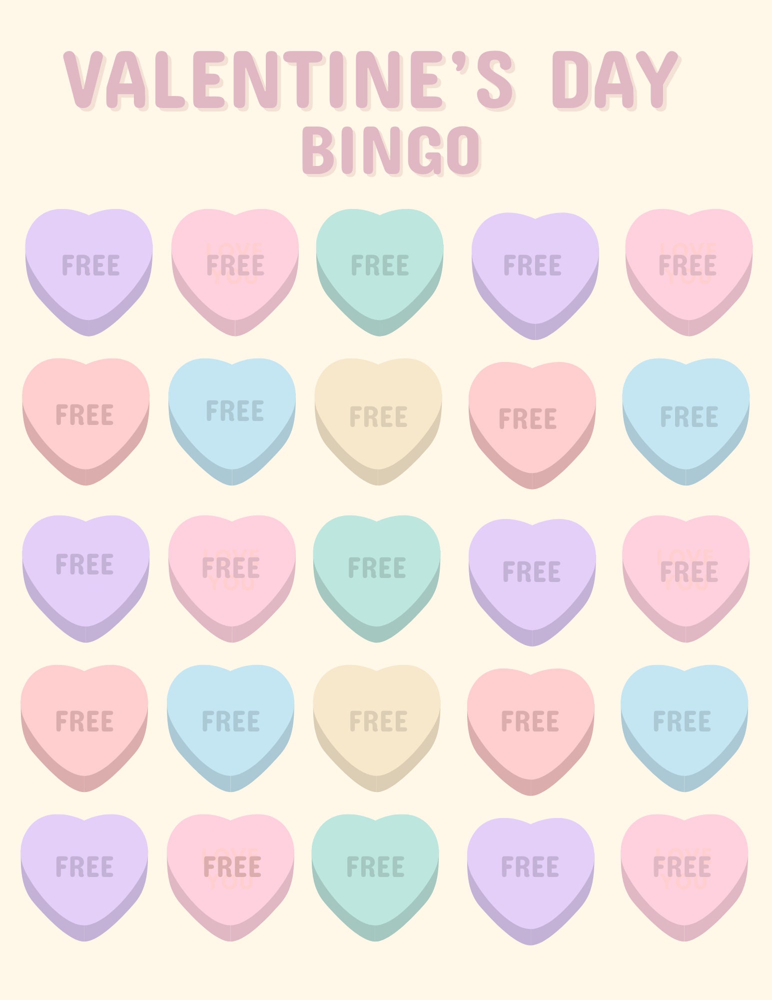 Editable Valentine's Day Bingo Template - Etsy