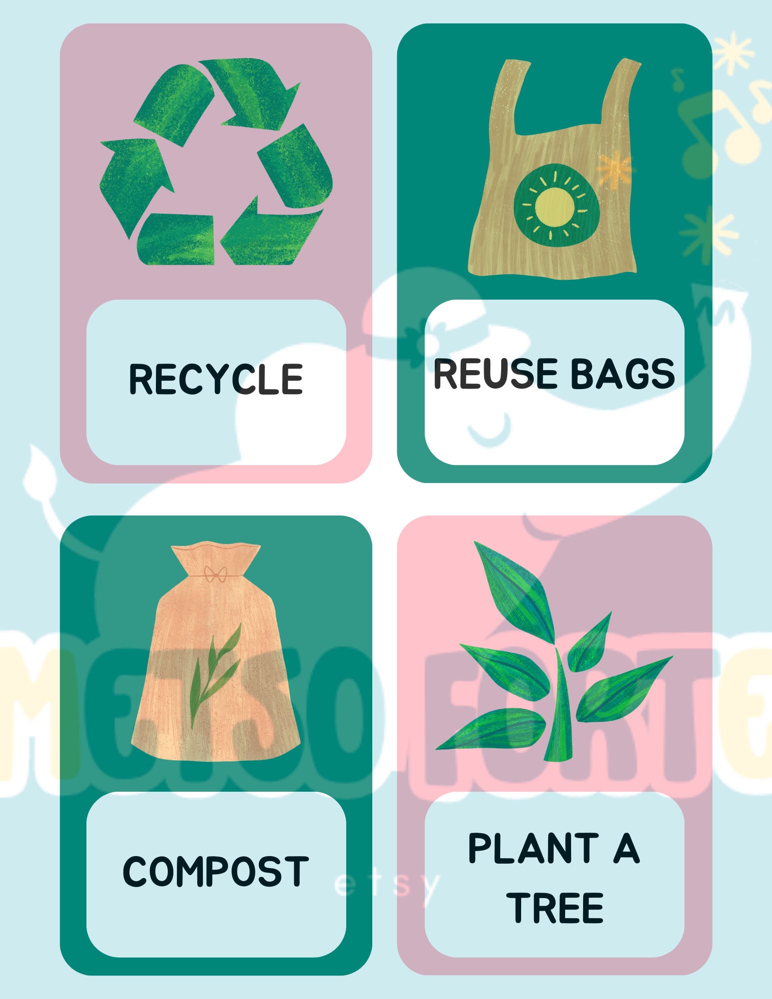 Earth Day Flashcards for Classrooms and Homeschool Print at Home - Etsy