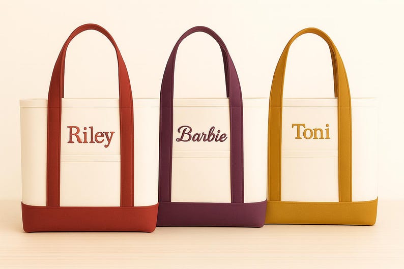 Custom Canvas Tote Bag, Custom Name Bag, Large Gift Tote for Bridesmaid ...