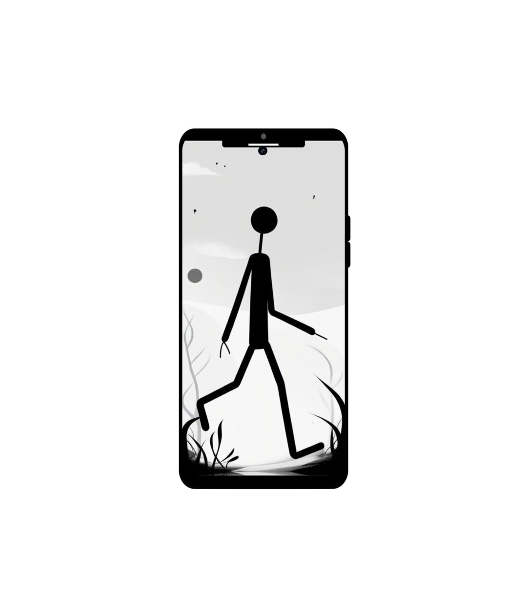 Modern Stickman Wallpaper Digital Download in Black and White AI Design ...