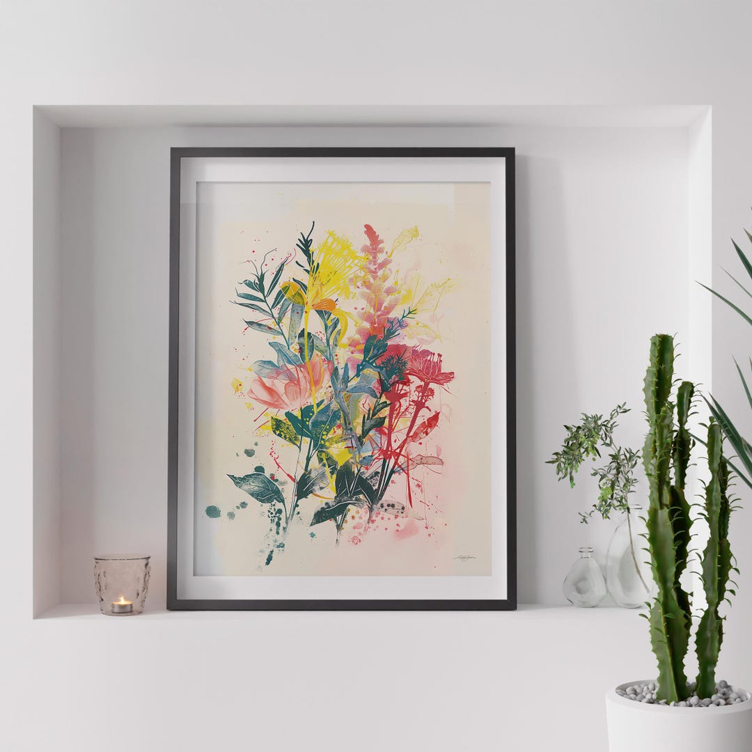 Floral Screenprint Poster: Abstract Flower Wall Art, Bold Colors - Etsy