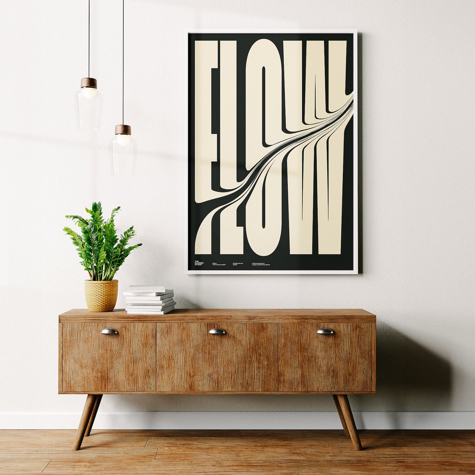 Flow Typography Poster Font Illustration Bold Letter Wall-art Print ...