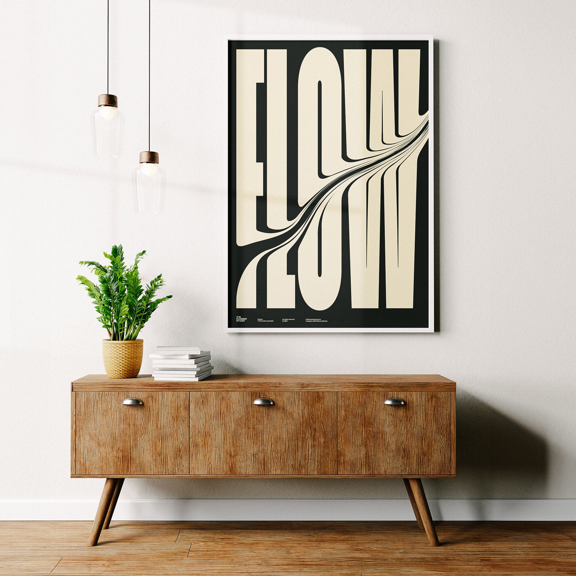 Flow Typography Poster Font Illustration Bold Letter Wall-art Print ...