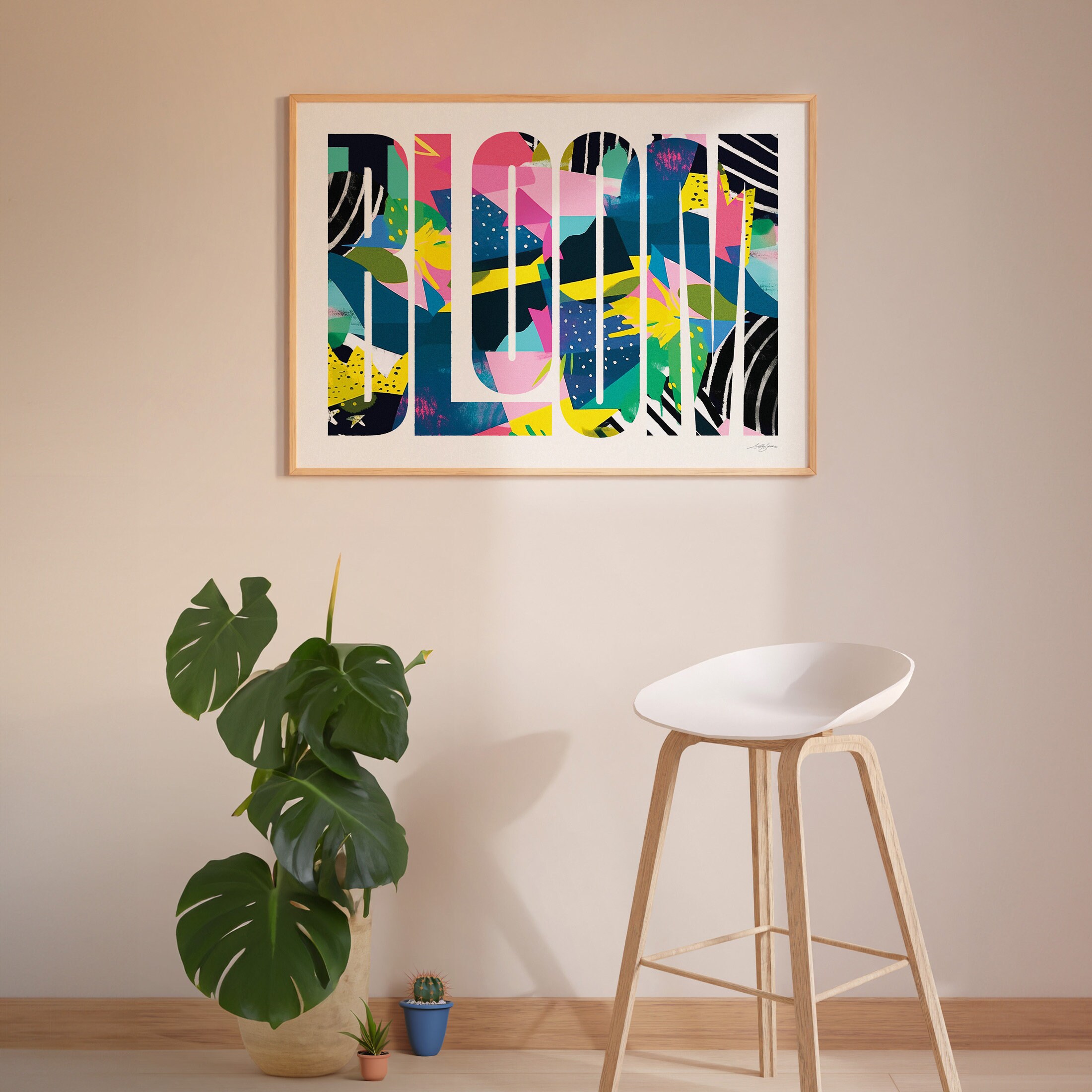 Bloom Typography Art Print: Bold Floral Letter Design - Etsy
