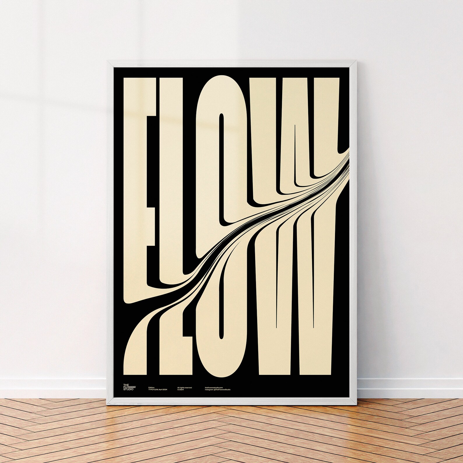 Flow Typography Poster Font Illustration Bold Letter Wall-art Print ...
