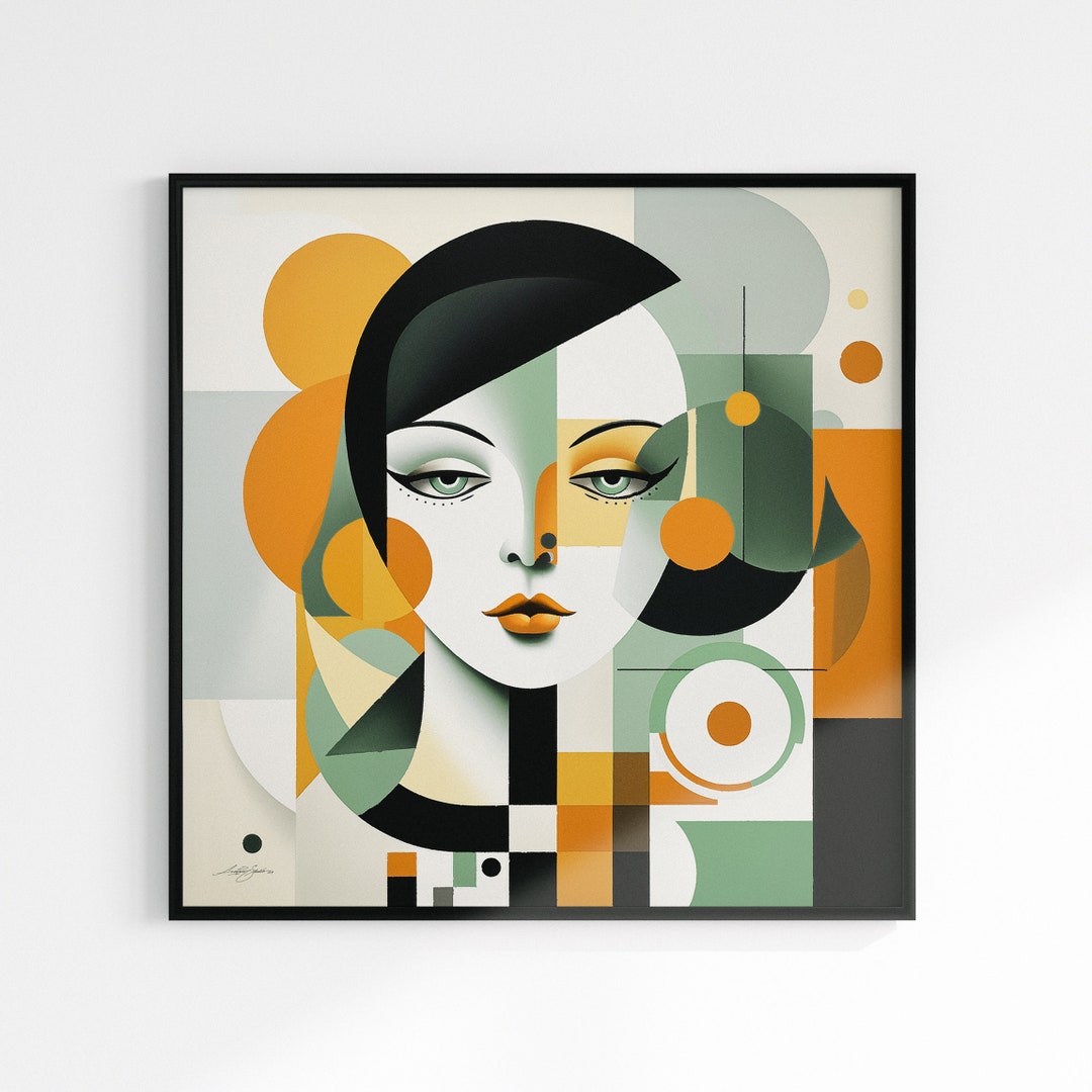 Bauhaus Woman Portrait Print: Mid Century Modern Geometric Art - Etsy