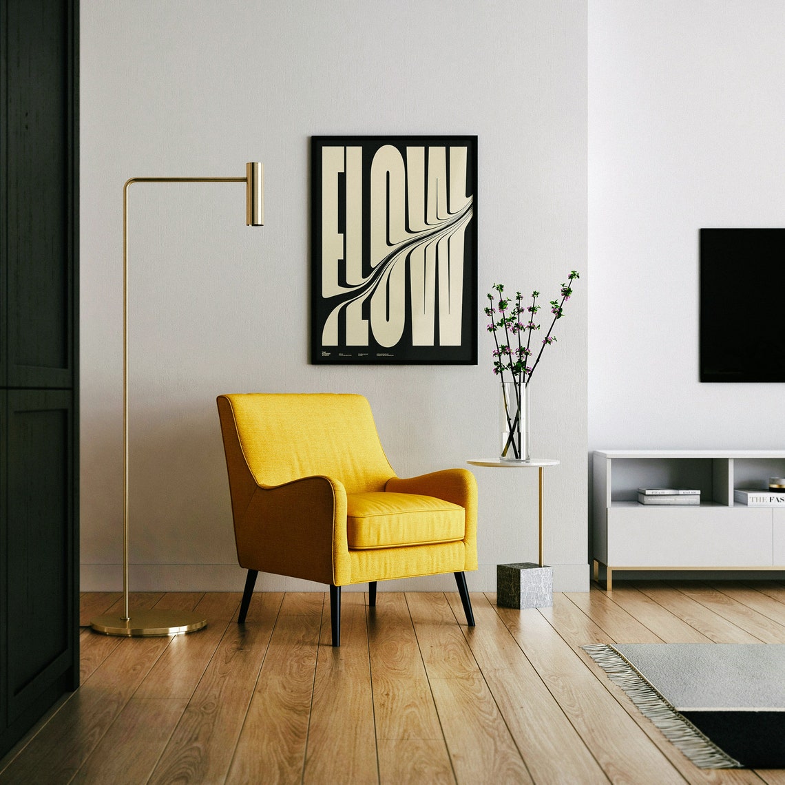 Flow Typography Poster Font Illustration Bold Letter Wall-art Print ...