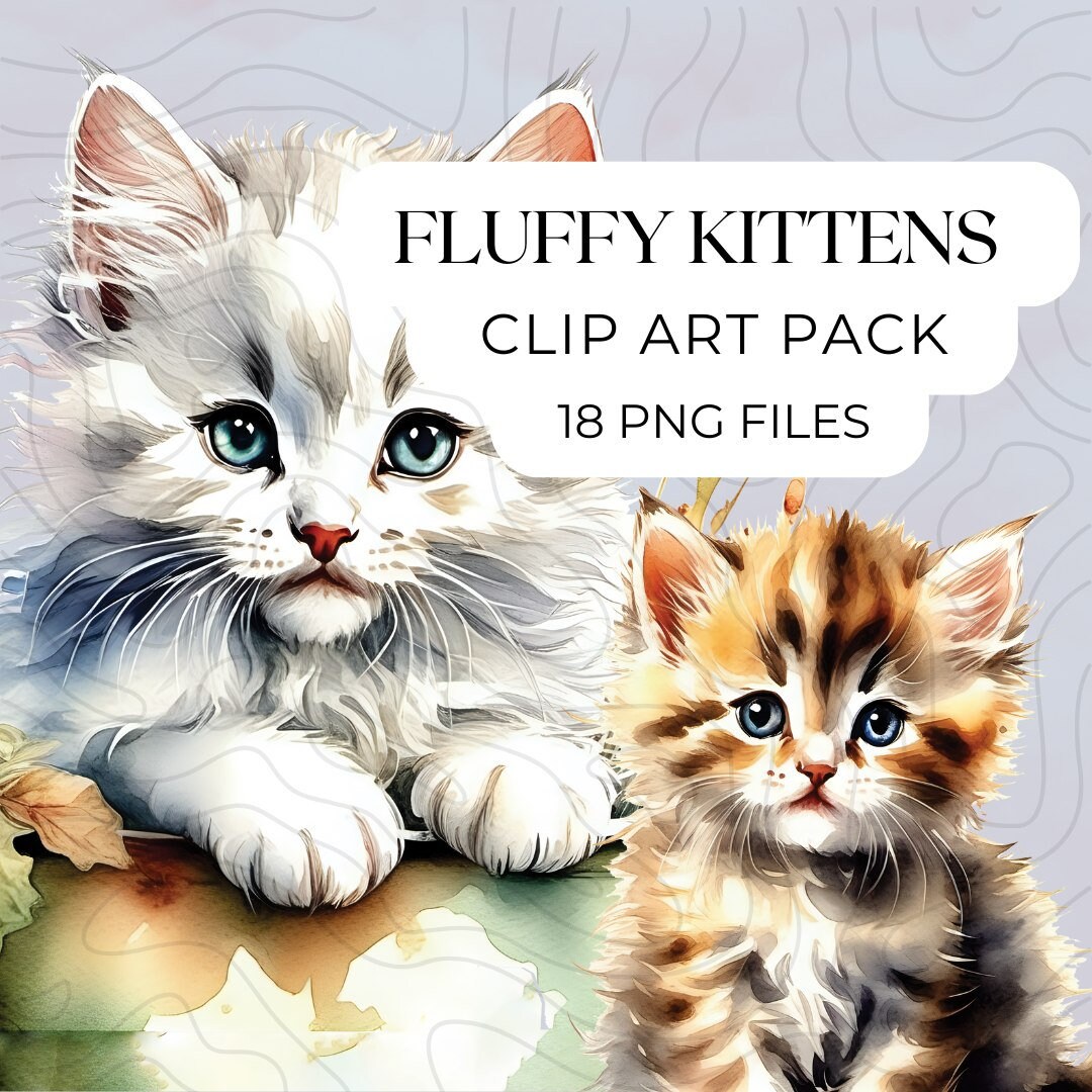 Instant Download | Cute Cat | Watercolor Floral Kitten Clipart ...