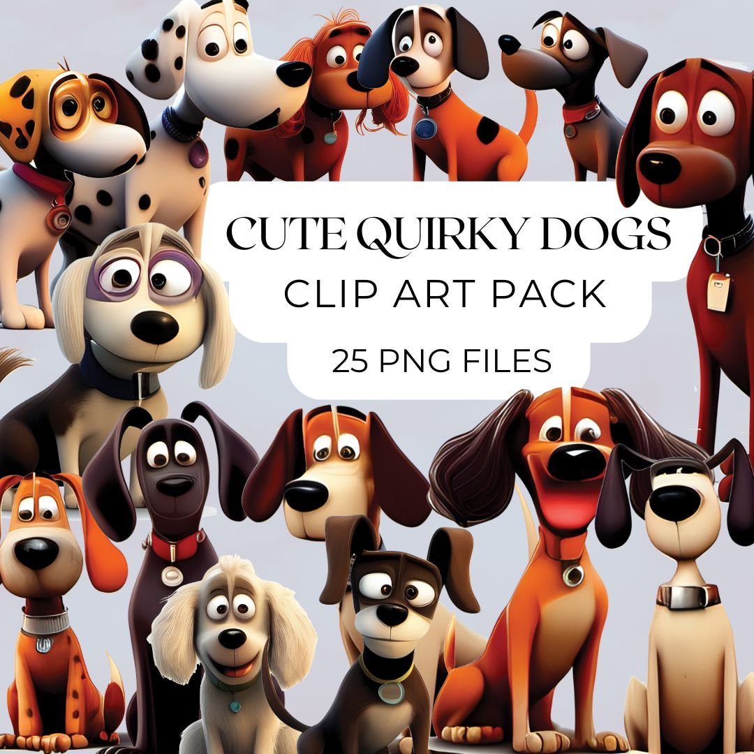 Quirky Dogs Png Quirky Dog Clipart Sublimation Files Junk Journal Art ...