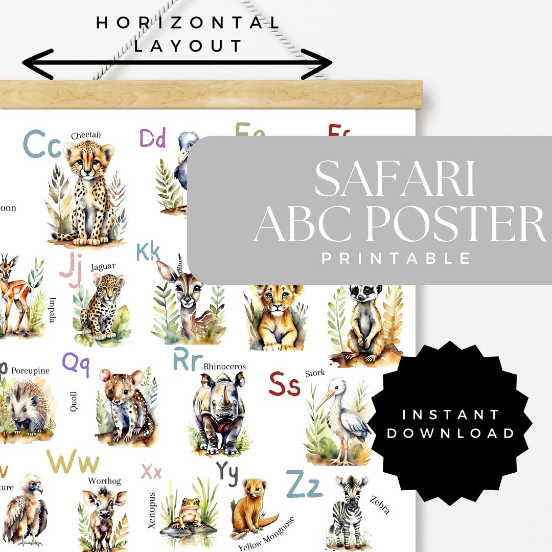 ABC Zoo African Animal Educational Wall Art Poster - Perfect for Safari ...