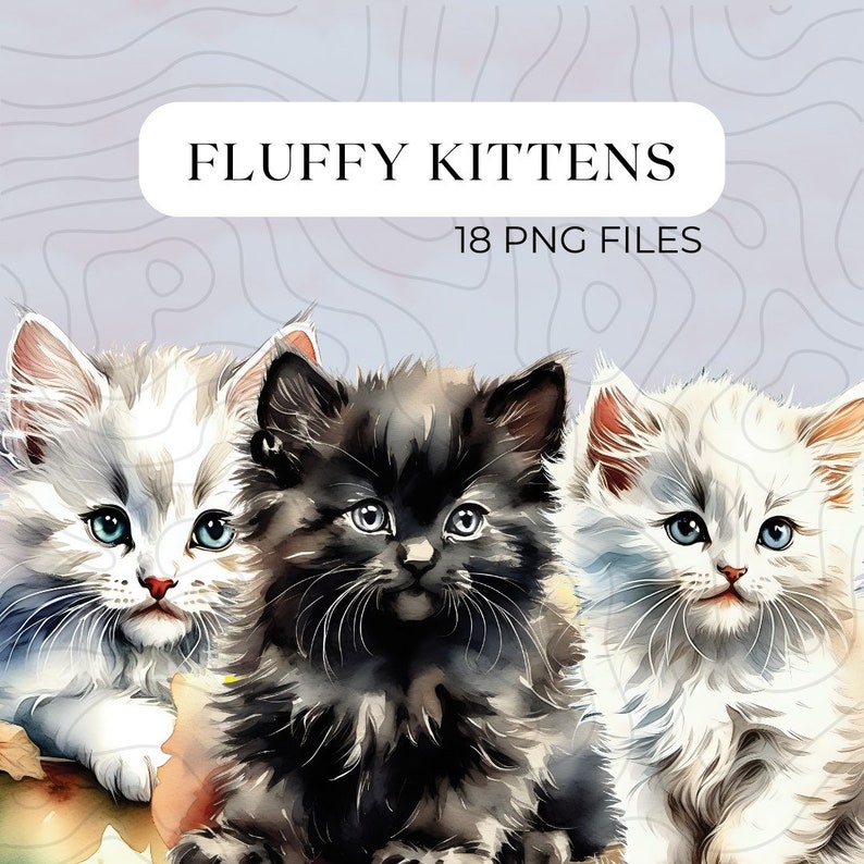 Instant Download | Cute Cat | Watercolor Floral Kitten Clipart ...