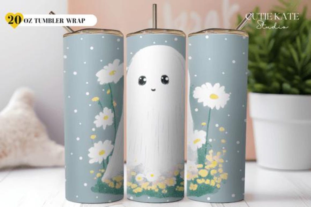 Cute Spooky Ghost Daisy Tumbler Png - Etsy