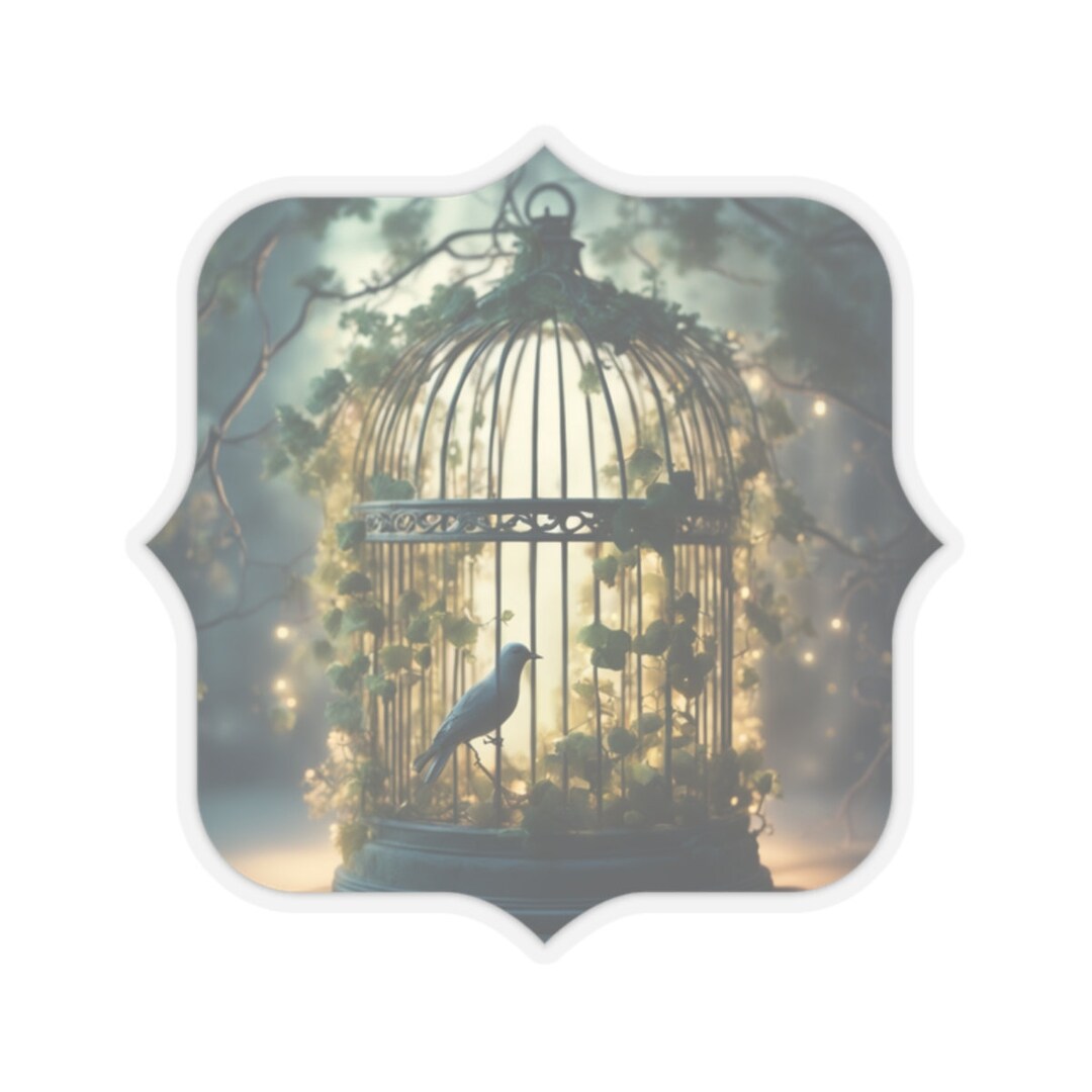 Enchanted Forest Whimsical Bird Cage Sticker - Etsy