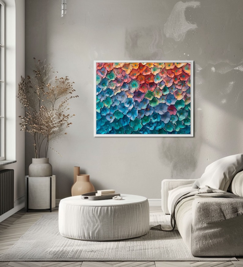 Abstract Floral Art, Modern Flower Print, Colourful Flowers, 3D ...