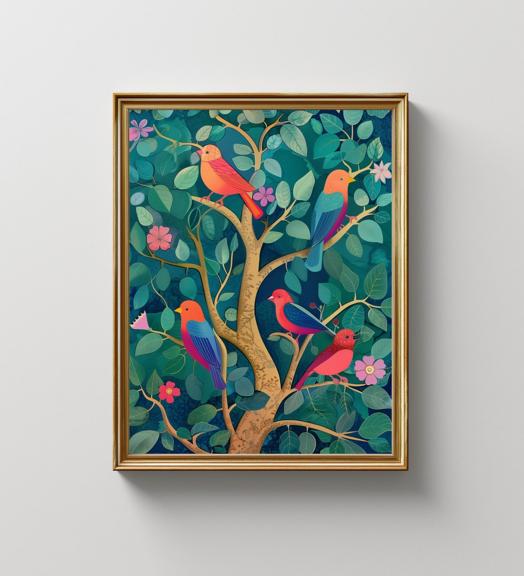 Tropical Birds Painting, Exotic Birds Digital Art, Modern C F A Voysey ...