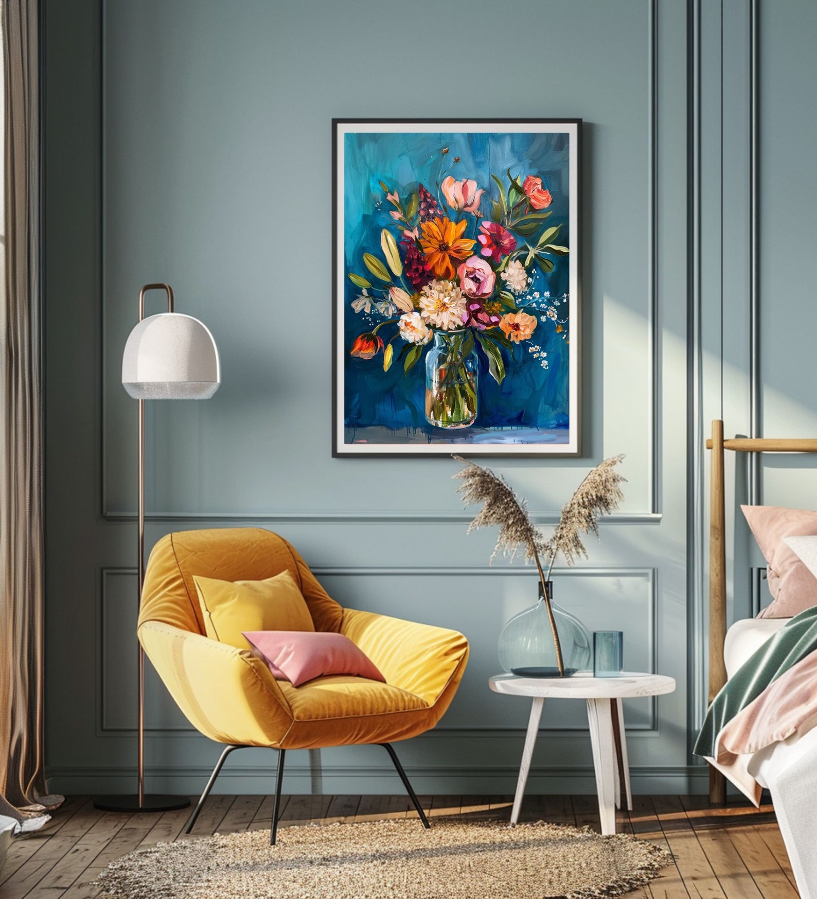 Eclectic Flowers Wall Art, Botanical Colourful Digital Print, Original ...