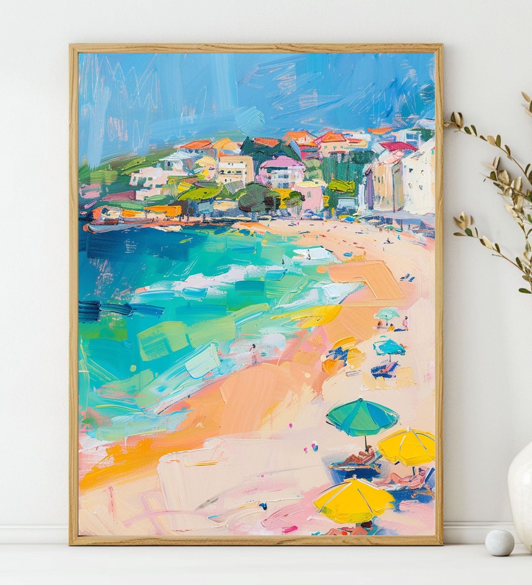Impressionist Beach Oil Painting, Bondi Beach Digital Print, Modern ...