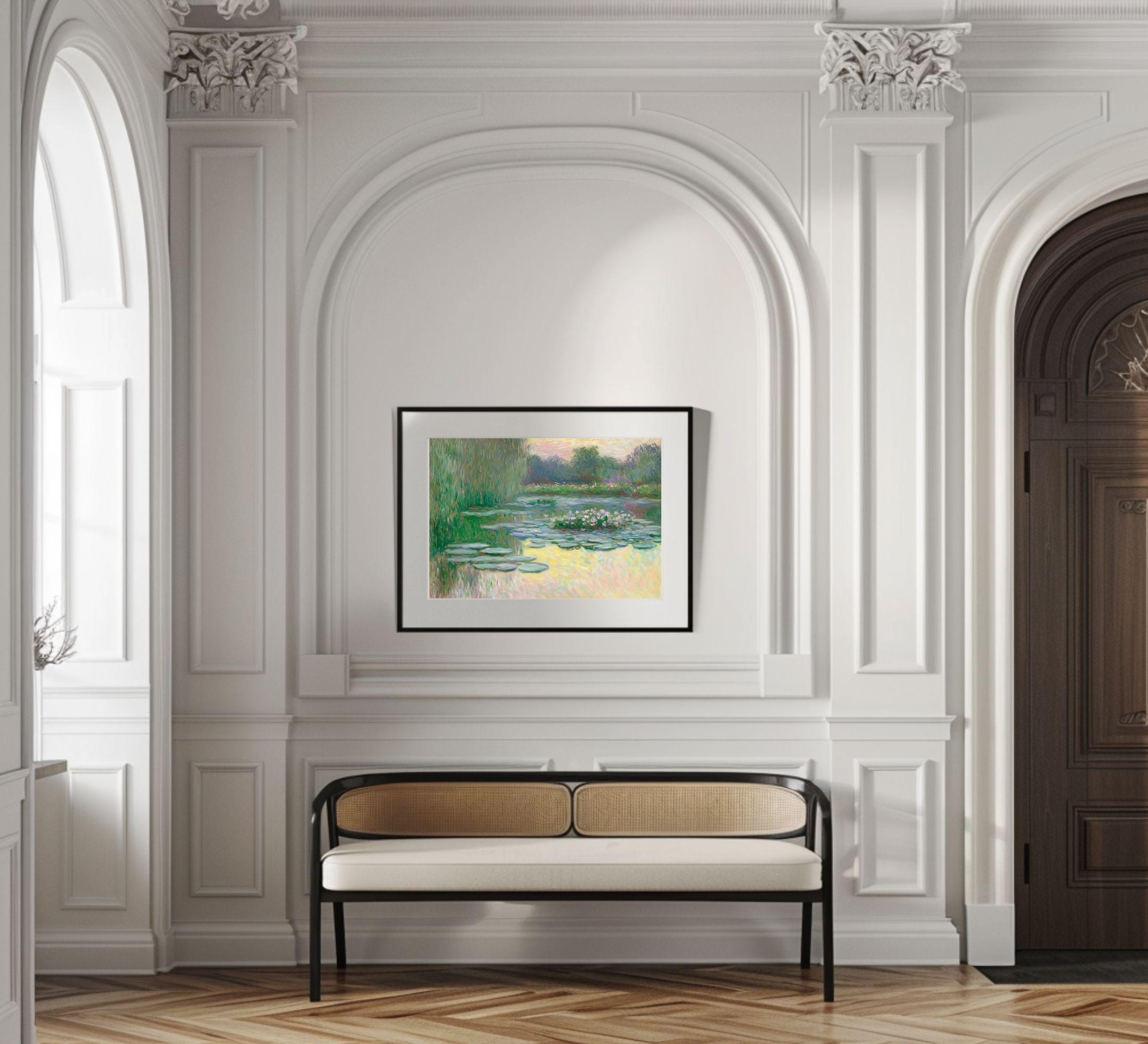 Claude Monet Inspired Water Lilies, Impressionist Landscape Painting ...