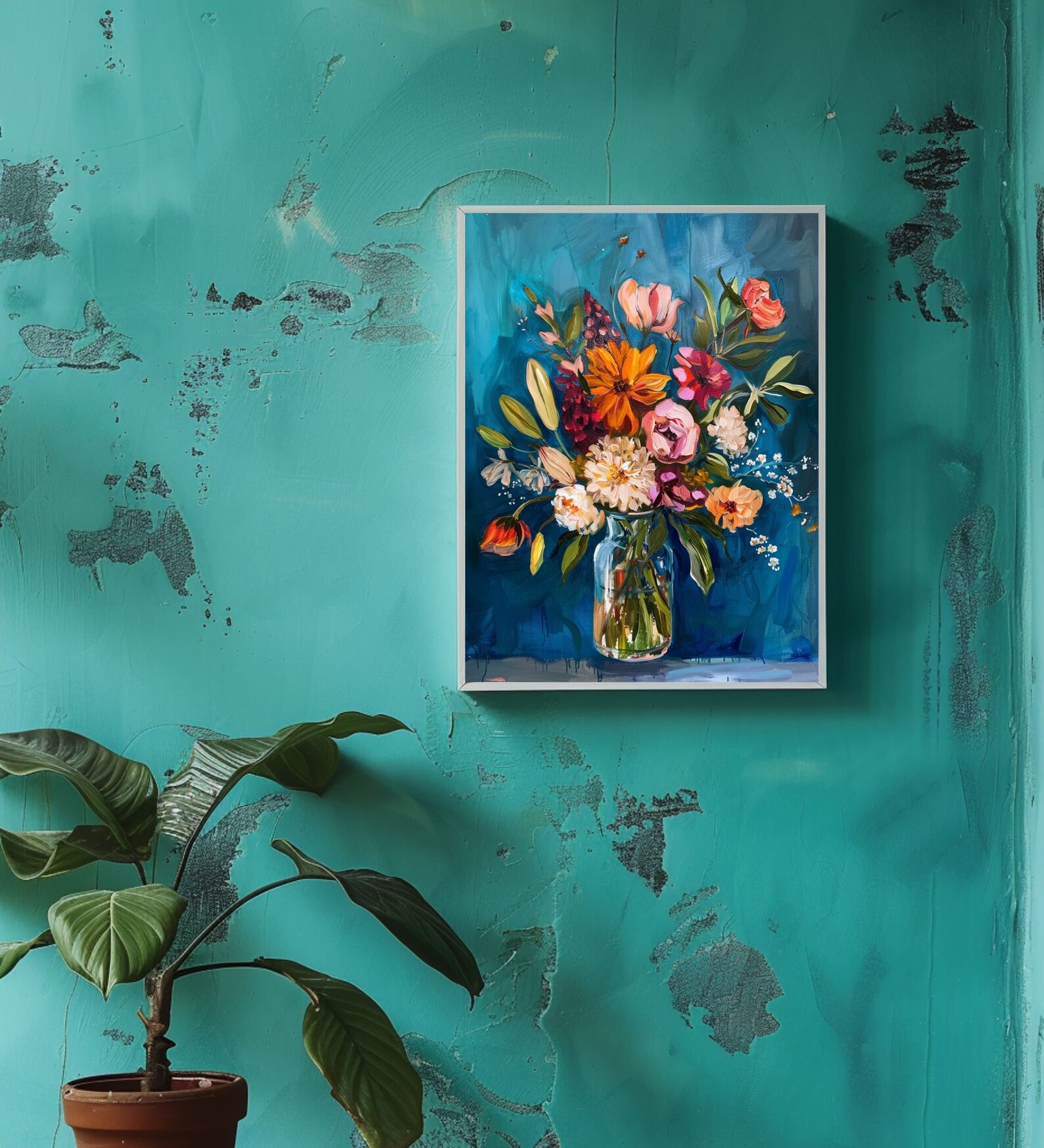 Eclectic Flowers Wall Art, Botanical Colourful Digital Print, Original ...