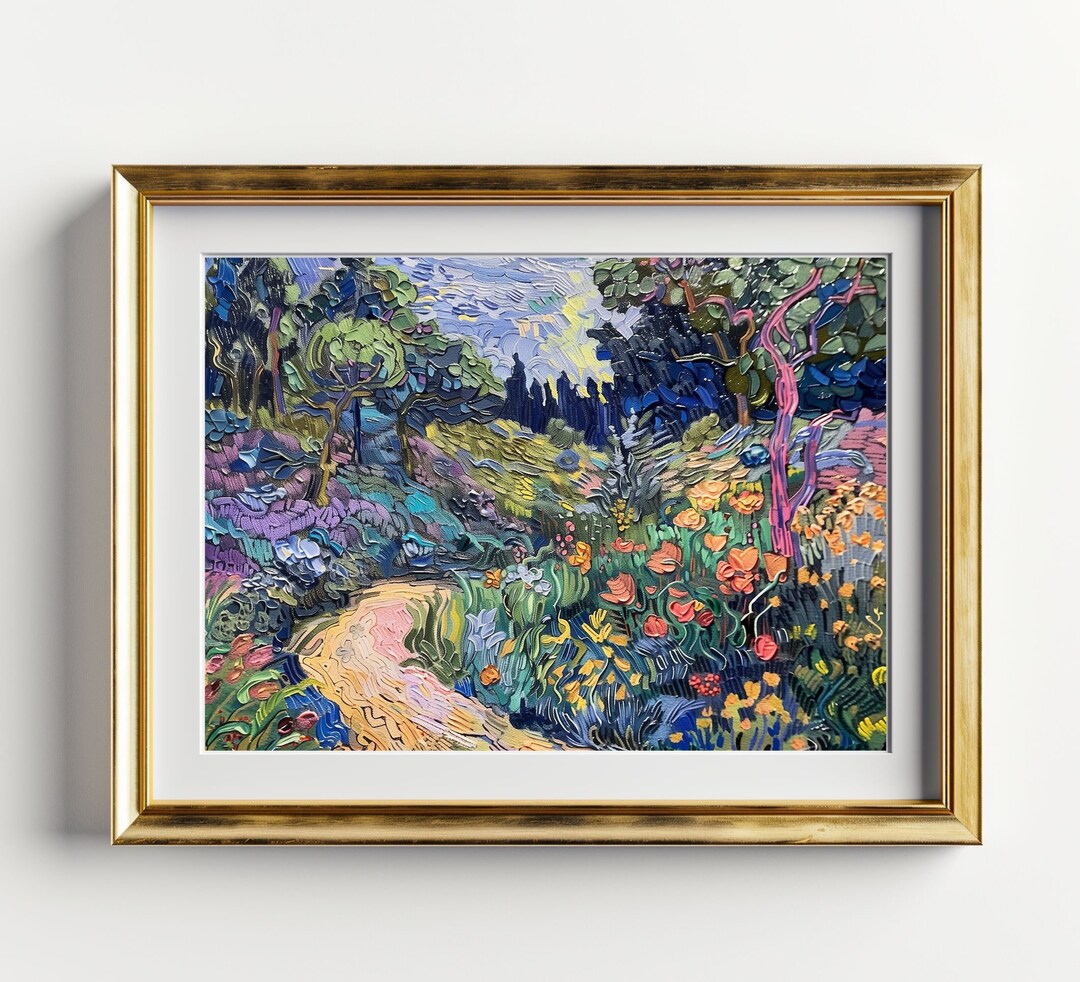 Van Gogh Inspired Garden, Post Impressionist Digital Art, Original ...