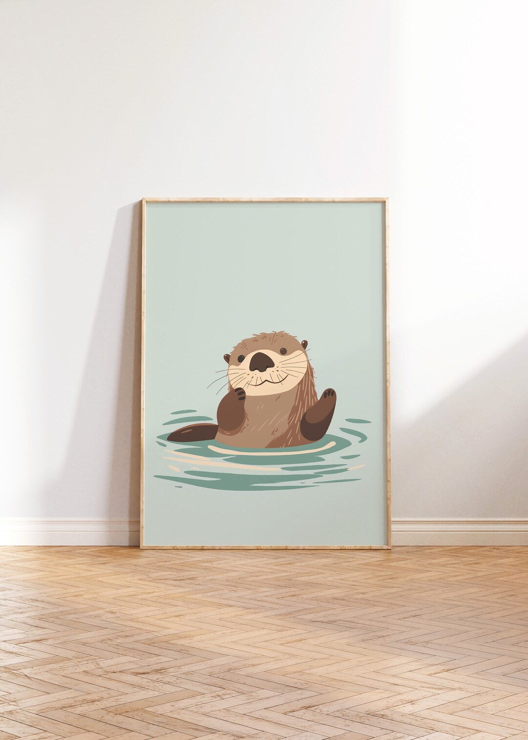 Cute Sea Otter Poster, Otter Print, River Otter Popping Out of the ...