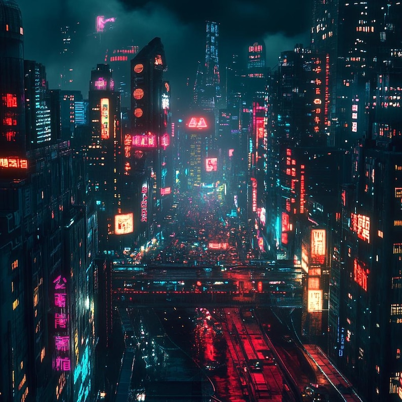 Neon Soaked Night Cityscape,cyberpunk, Night City, Neon Lights ...