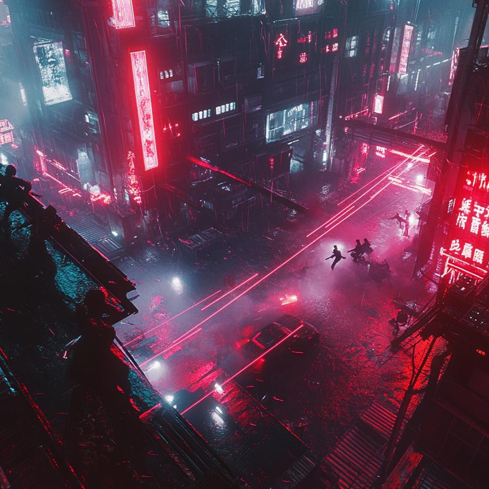 Cyberpunk Chase Neon Streets and Laser Lights,cyberpunk Art, Neon ...