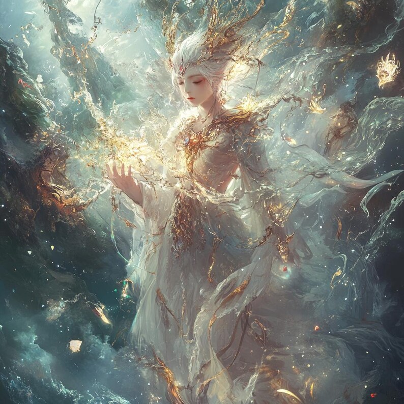 Celestial Grace,celestial Art, Fantasy Illustration, Ethereal Beauty, Divine Light, Cosmic Scene ...