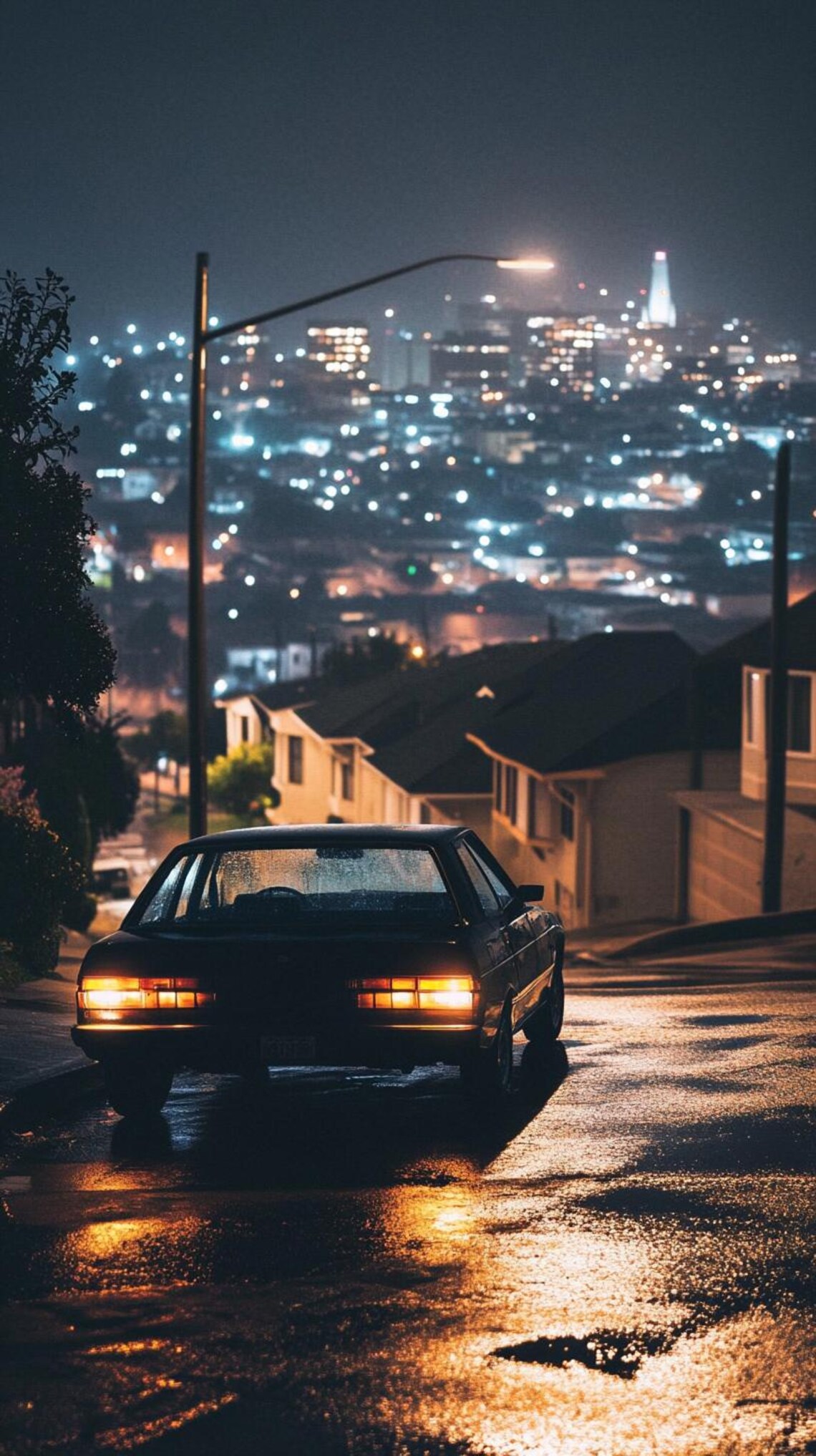 Midnight Streets City Lights Reflected on Wet Asphalt,night Drive ...