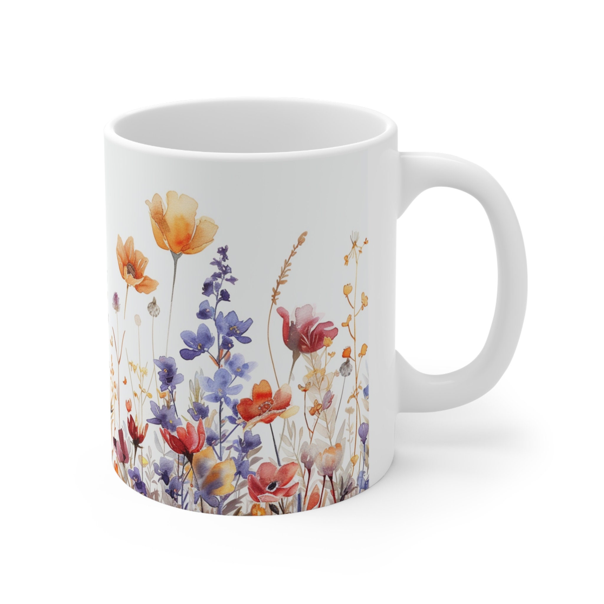 Colorful Flowers ceramic Mug 11oz - Etsy