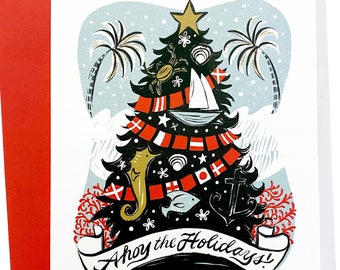 Christmas Anchor 2, 5x7in Greeting Card, Nautical Christmas Card ...