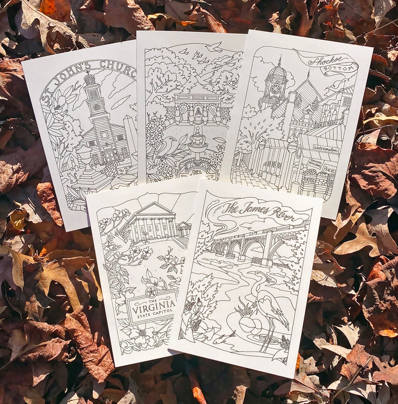 Richmond Coloring Note Card Set - Etsy