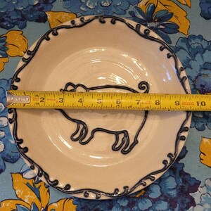 Hand Thrown Round Pig Pie Plate White With Blue Design Beautiful, Pie ...