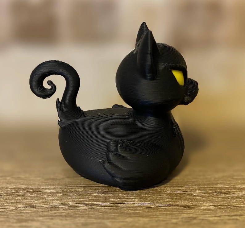 Black Cat Duck - 3D Printed Figurine - Car Dashboard Decor - Ducking ...