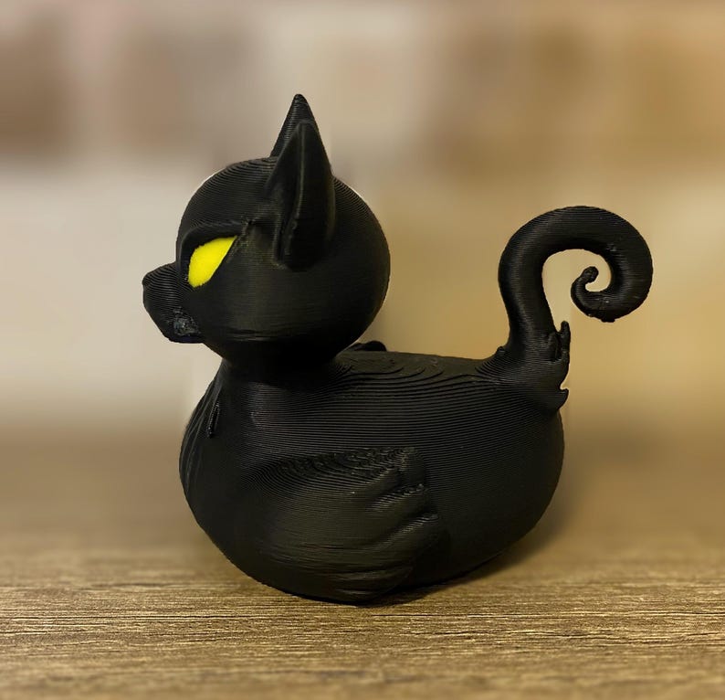 Black Cat Duck - 3D Printed Figurine - Car Dashboard Decor - Ducking ...