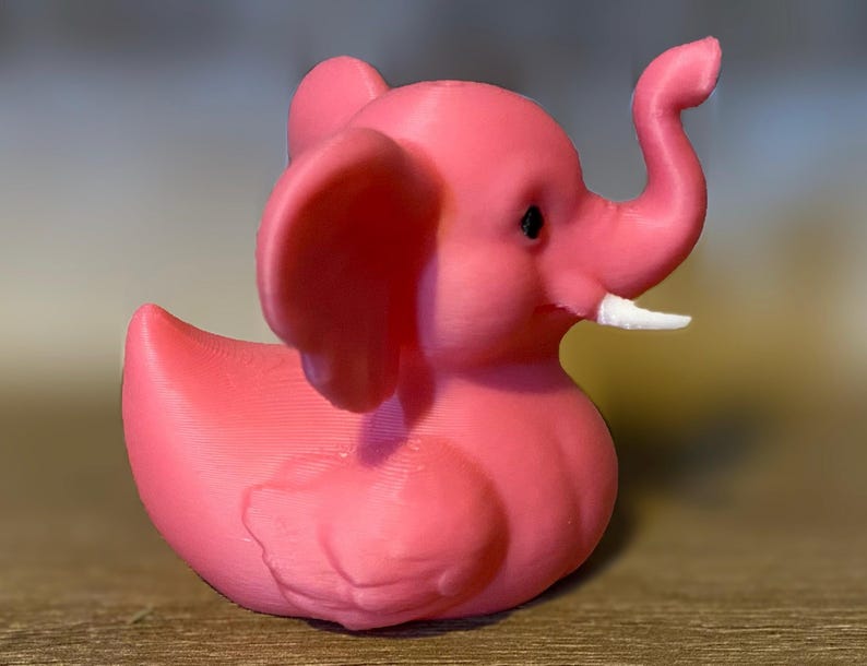 Pink Elephant Duck - 3D Printed Figurine - Car Dashboard Decor ...