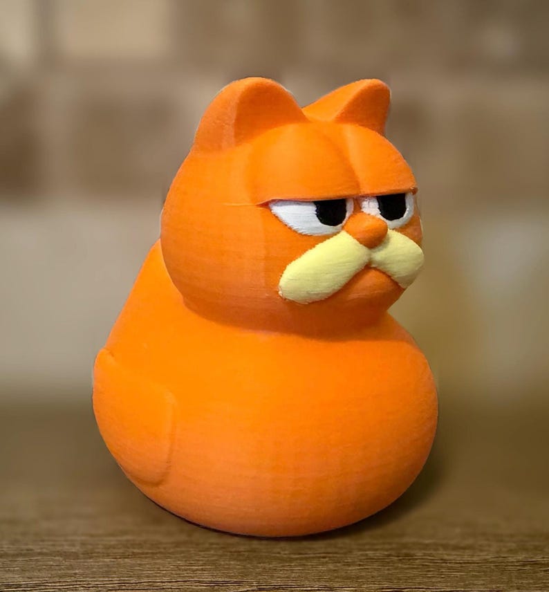 Orange Grump Cartoon Cat Duck - 3D Printed Figurine - Jeep Ducking Gift ...