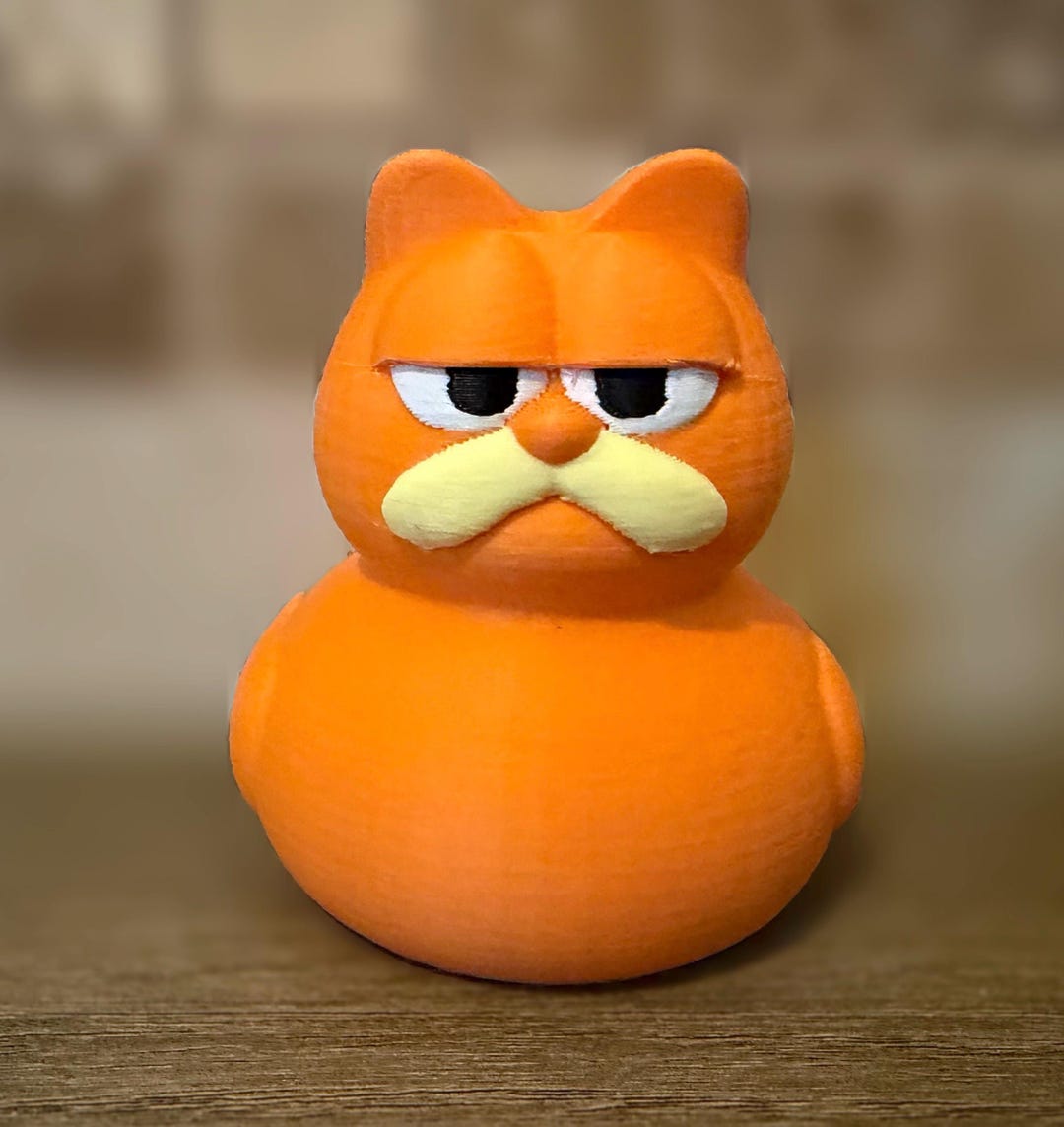 Orange Grump Cartoon Cat Duck - 3D Printed Figurine - Jeep Ducking Gift ...