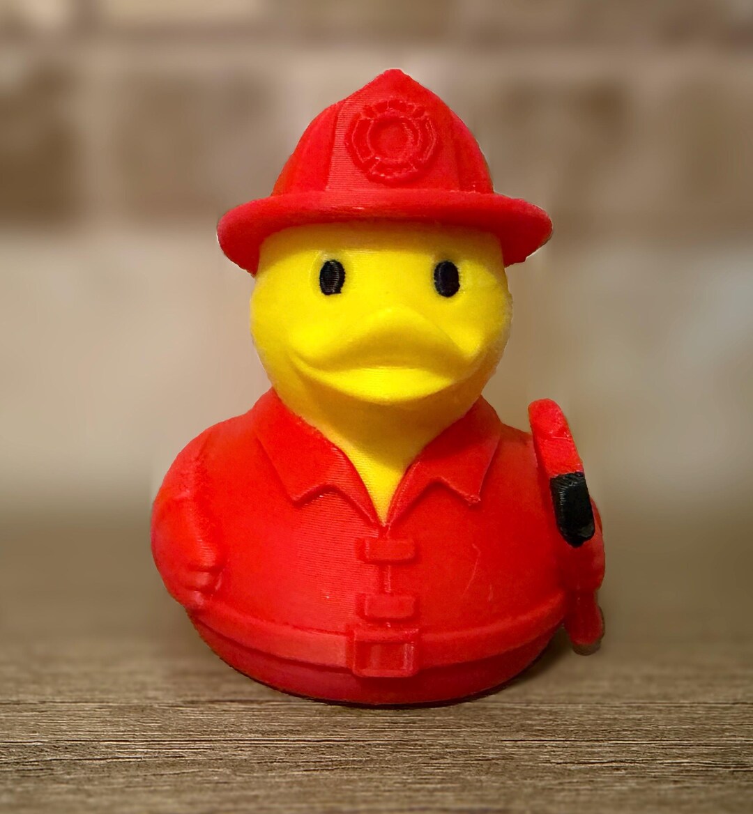 Firefighter Duck - 3D Printed Figurine - Car Dashboard Decor - Ducking ...